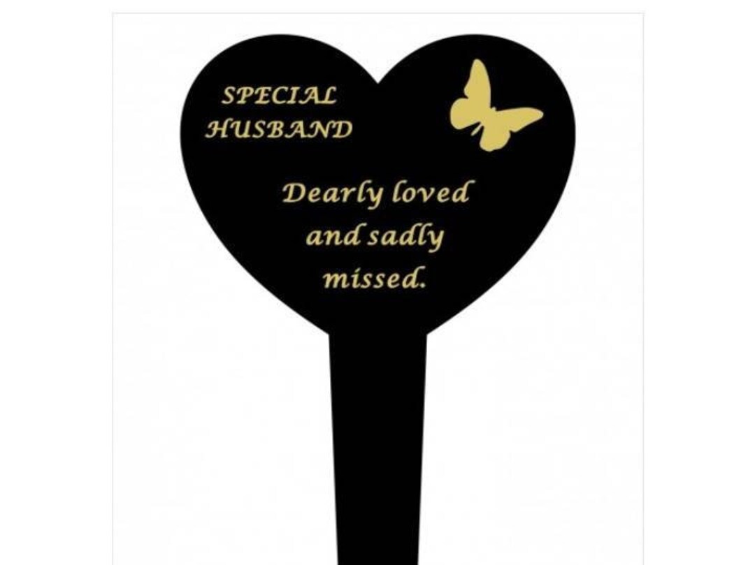 Husband Memorial Graveside Stake Heart Grave Plaque Butterfly Gold ...