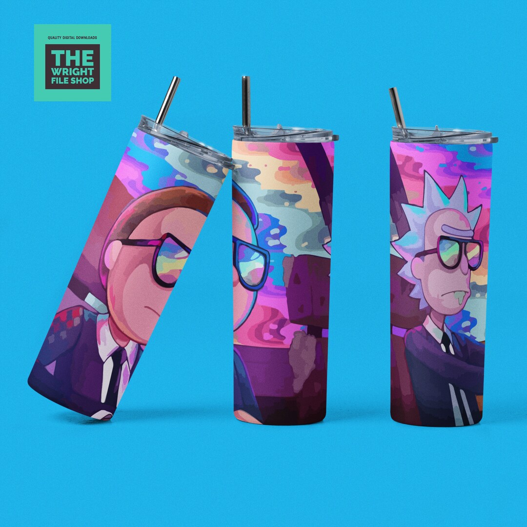 Funny Cartoons Rick & Morty Trippy Ricky and Morty in Black 20 Oz ...