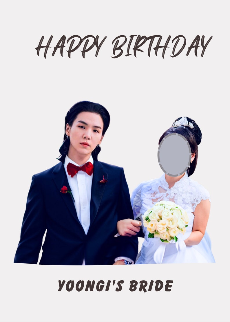 Yoongi Card BTS Card Printable K-pop Digital Card With Fillable Face ...