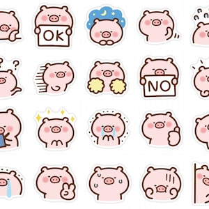 Cute Pig Sticker Pack - Kawaii Animal Stickers - Card Decorating ...