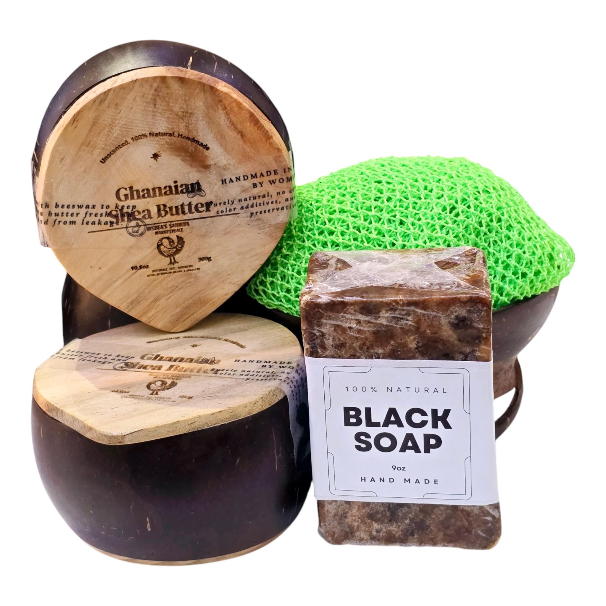 Ghanaian Skincare Trifecta-black Soap, Shea Butter, African Exfoliating ...