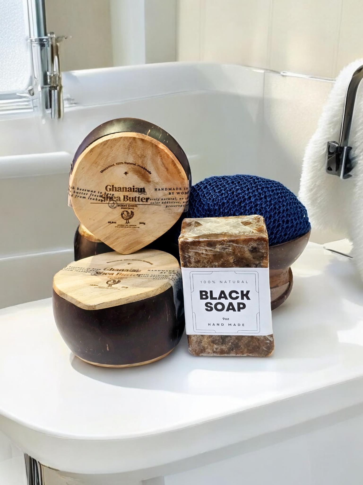 Ghanaian Skincare Trifecta-black Soap, Shea Butter, African Exfoliating ...