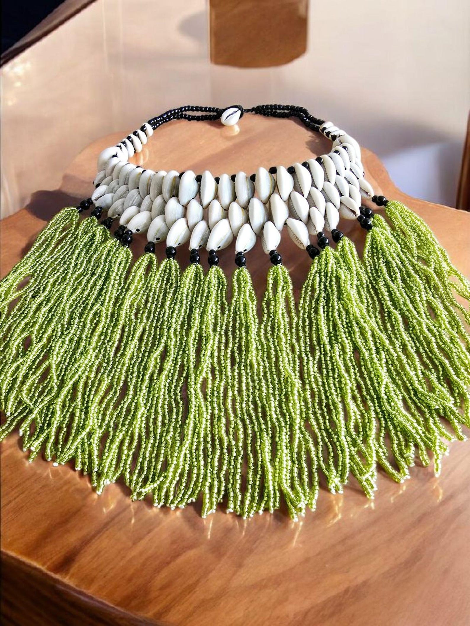 African Cowrie Shell Necklace: Artisan Beaded Tribal Choker - Etsy