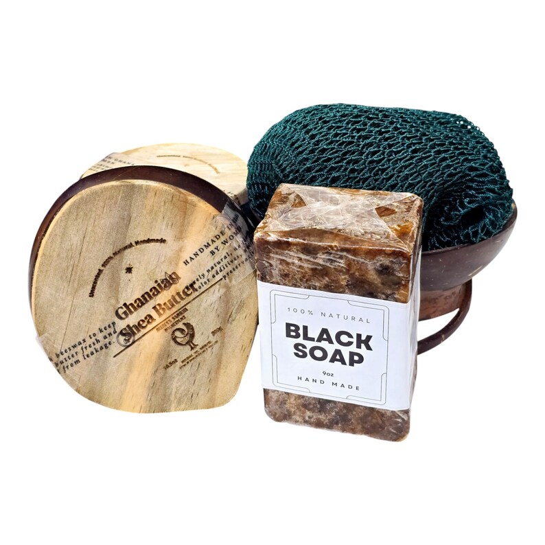 Ghanaian Skincare Trifecta-black Soap, Shea Butter, African Exfoliating ...