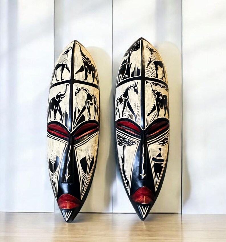 Hand-carved African Mask: Safari Animal Tribal Decor, Fair Trade Ghana ...