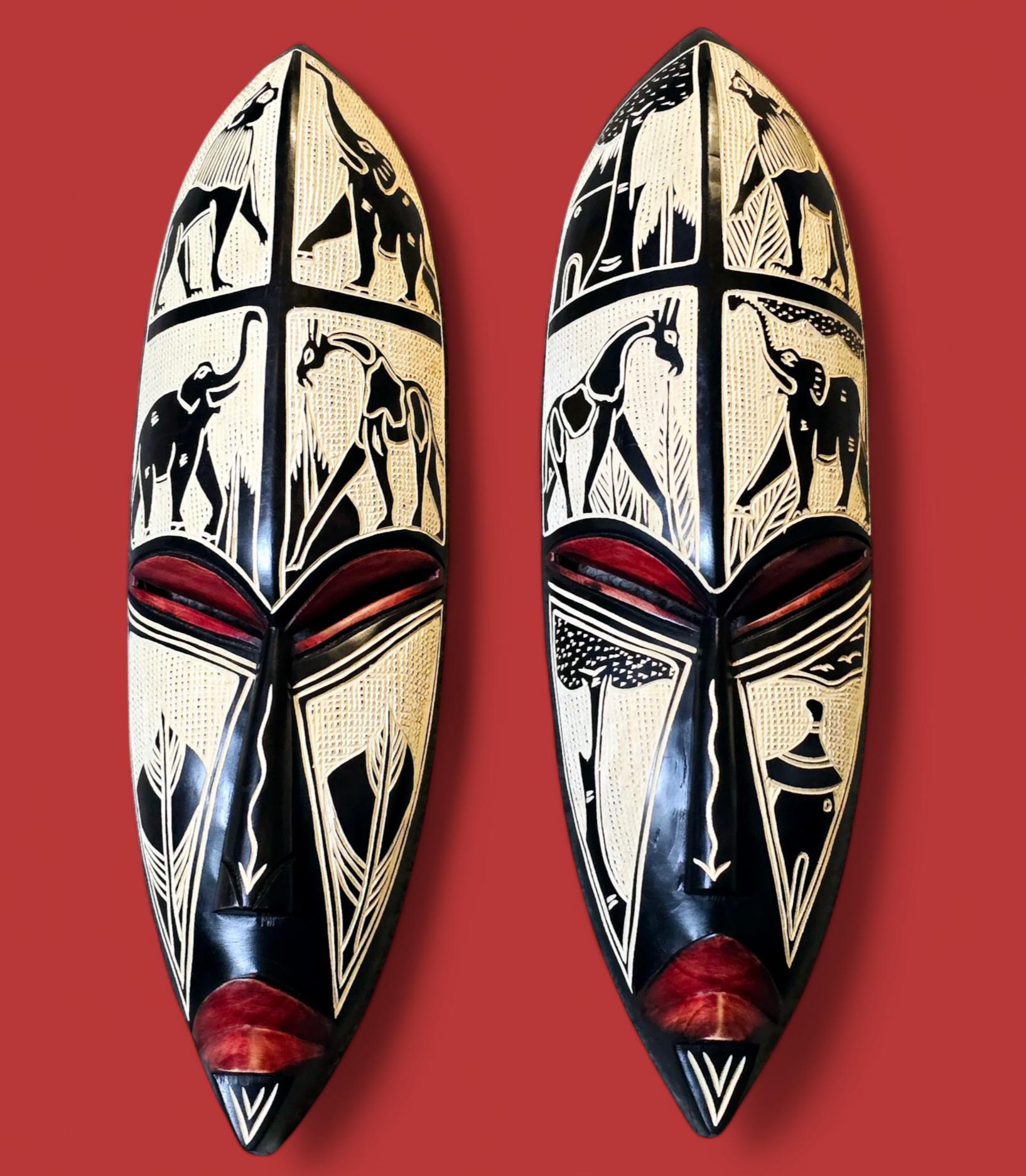 Hand-carved African Mask: Safari Animal Tribal Decor, Fair Trade Ghana ...