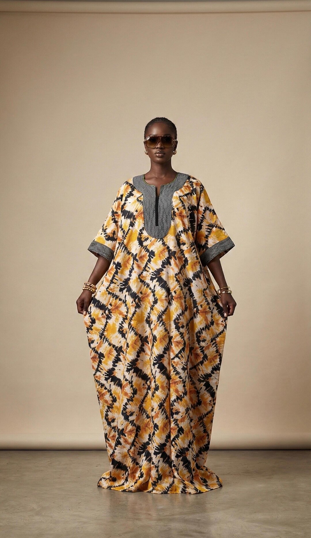 African Print Caftan Dress - Bohemian Maxi - Loose Fitting Kaftan ...