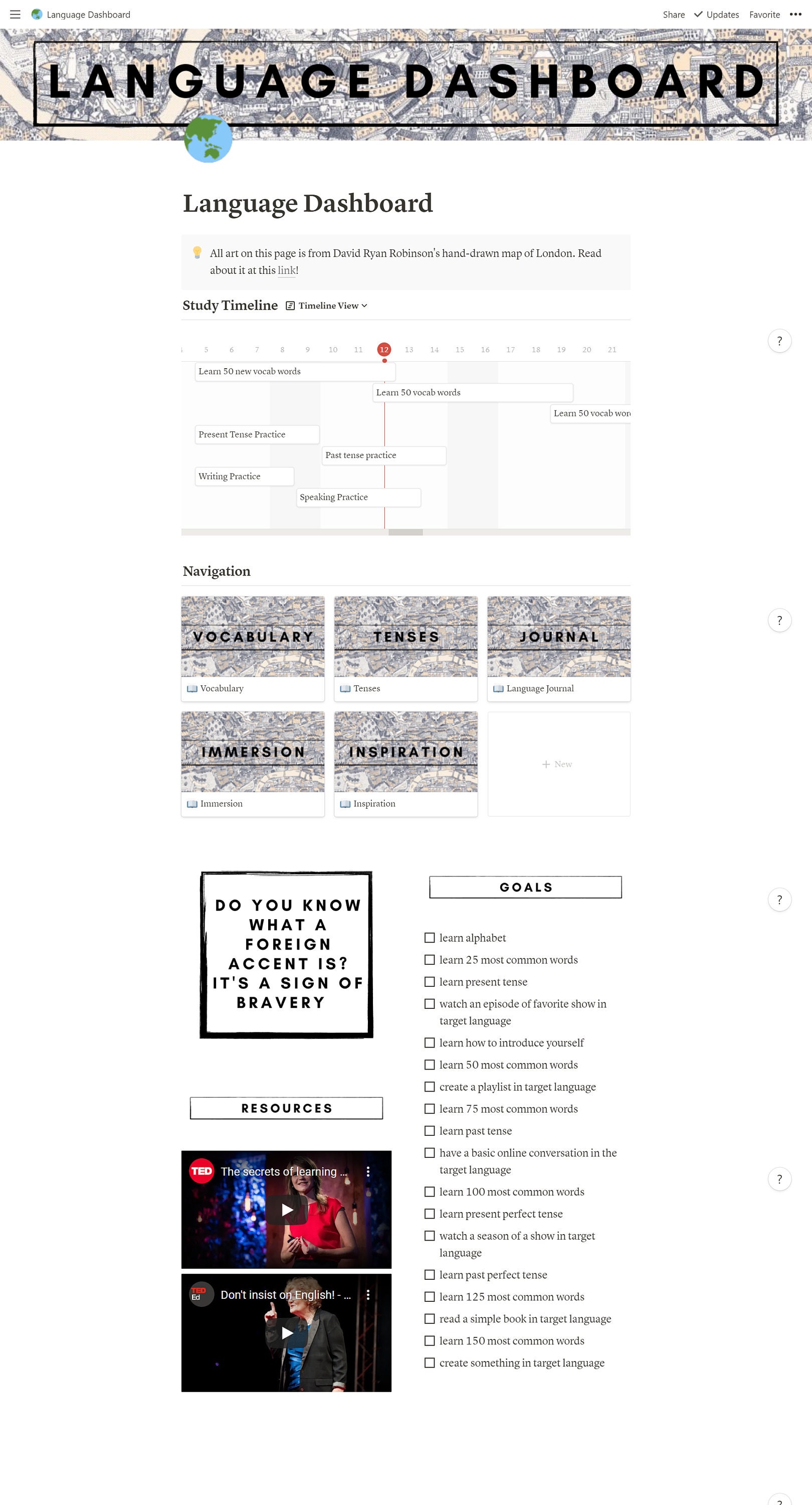 Language Learning Notion Template - Etsy