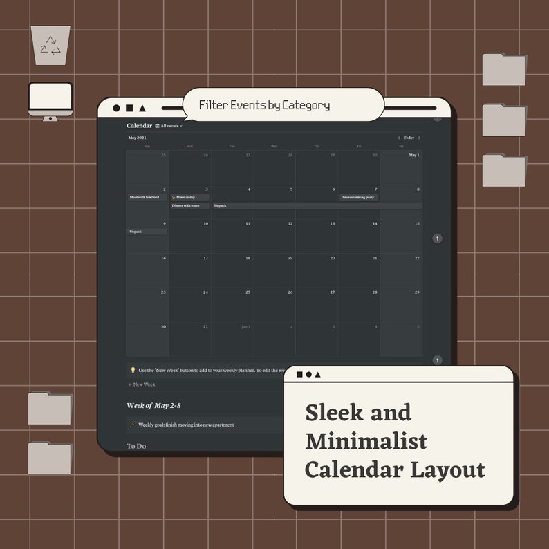 Dark Academia Weekly Planner Notion Template for Life - Etsy