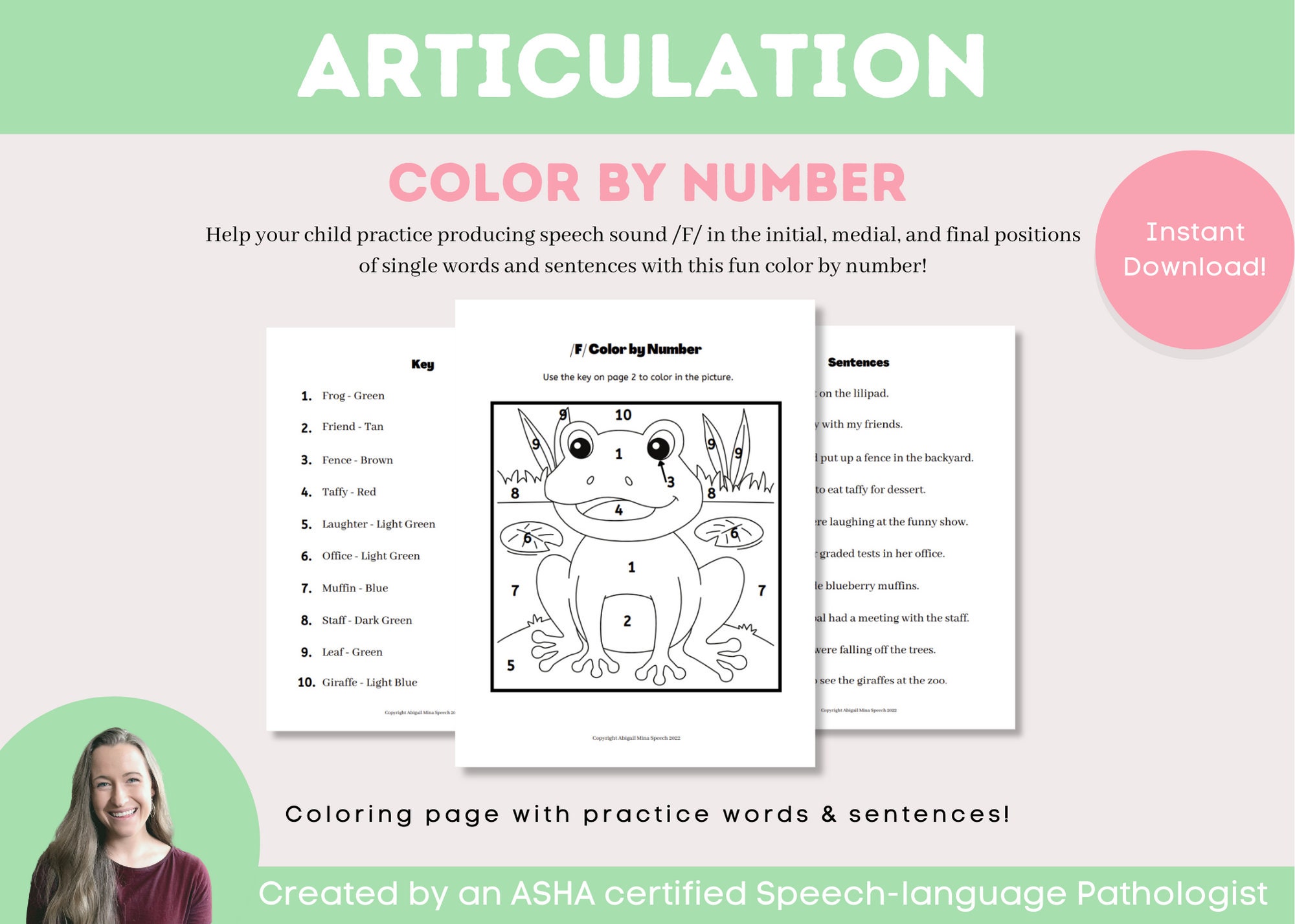 Color by Number for Kids Coloring Book for Kids Speech Therapy ...