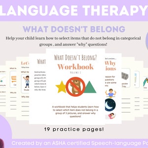 SLP Materials for Speech Therapy Activities WH Questions Workbook for ...