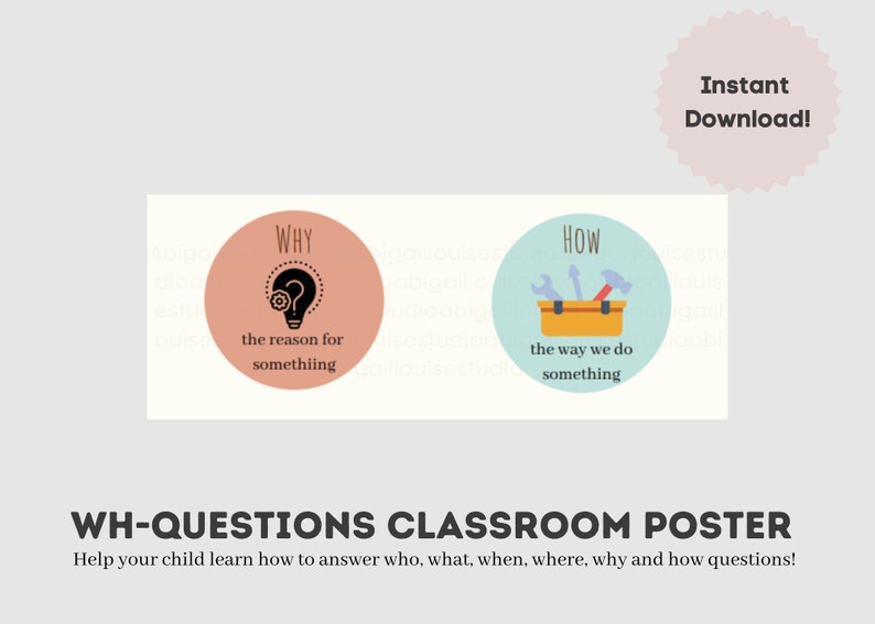 Who What When Where Why How Classroom Poster Teaching WH - Etsy