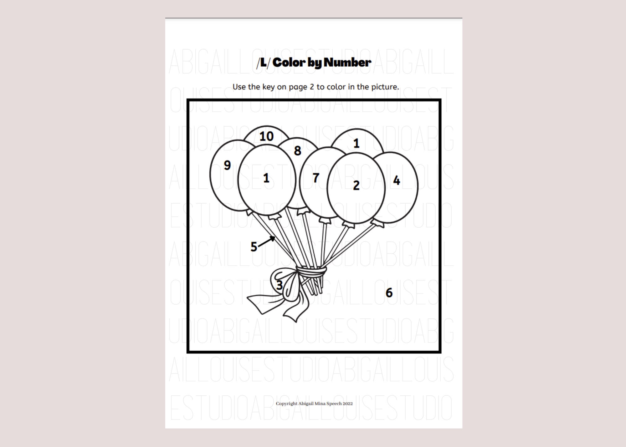 Speech Therapy Materials Coloring Book for Kids Color by Number ...