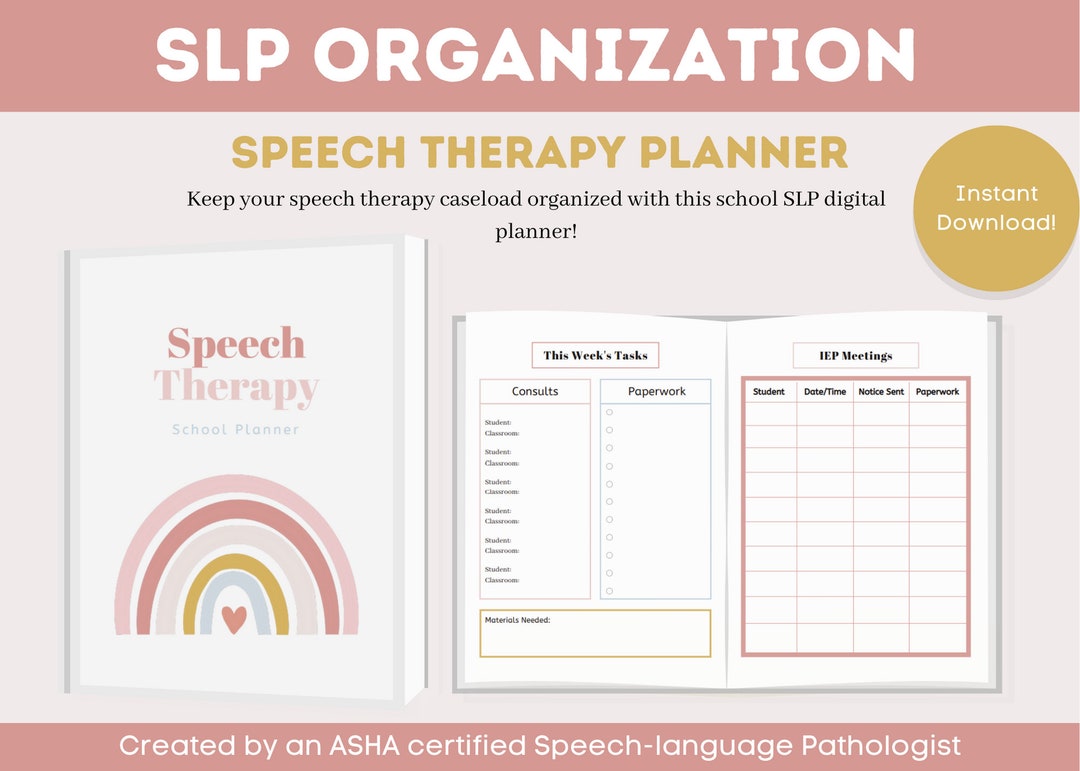 School Digital Planner SLP School Planner Organizer Speech Therapy ...