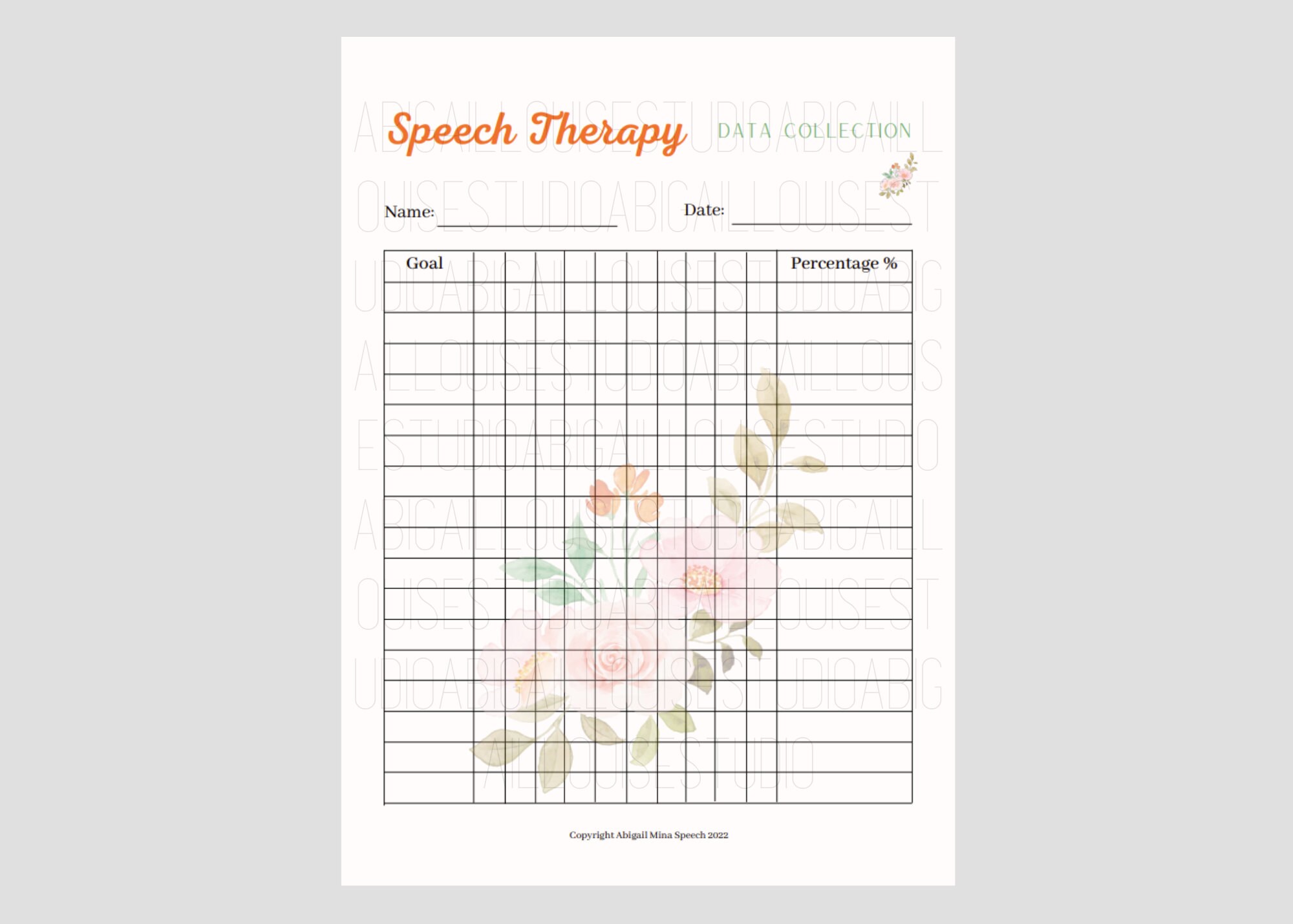 Speech Therapy Data Collection Speech Therapy Notes SLP Digital Data ...