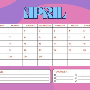 Funky Monthly Calendar Digital File Download for Easy Self-printing - Etsy
