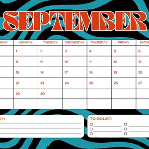 Funky Monthly Calendar Digital File Download for Easy Self-printing - Etsy