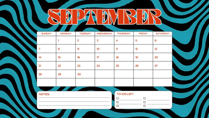 Funky Monthly Calendar Digital File Download for Easy Self-printing - Etsy