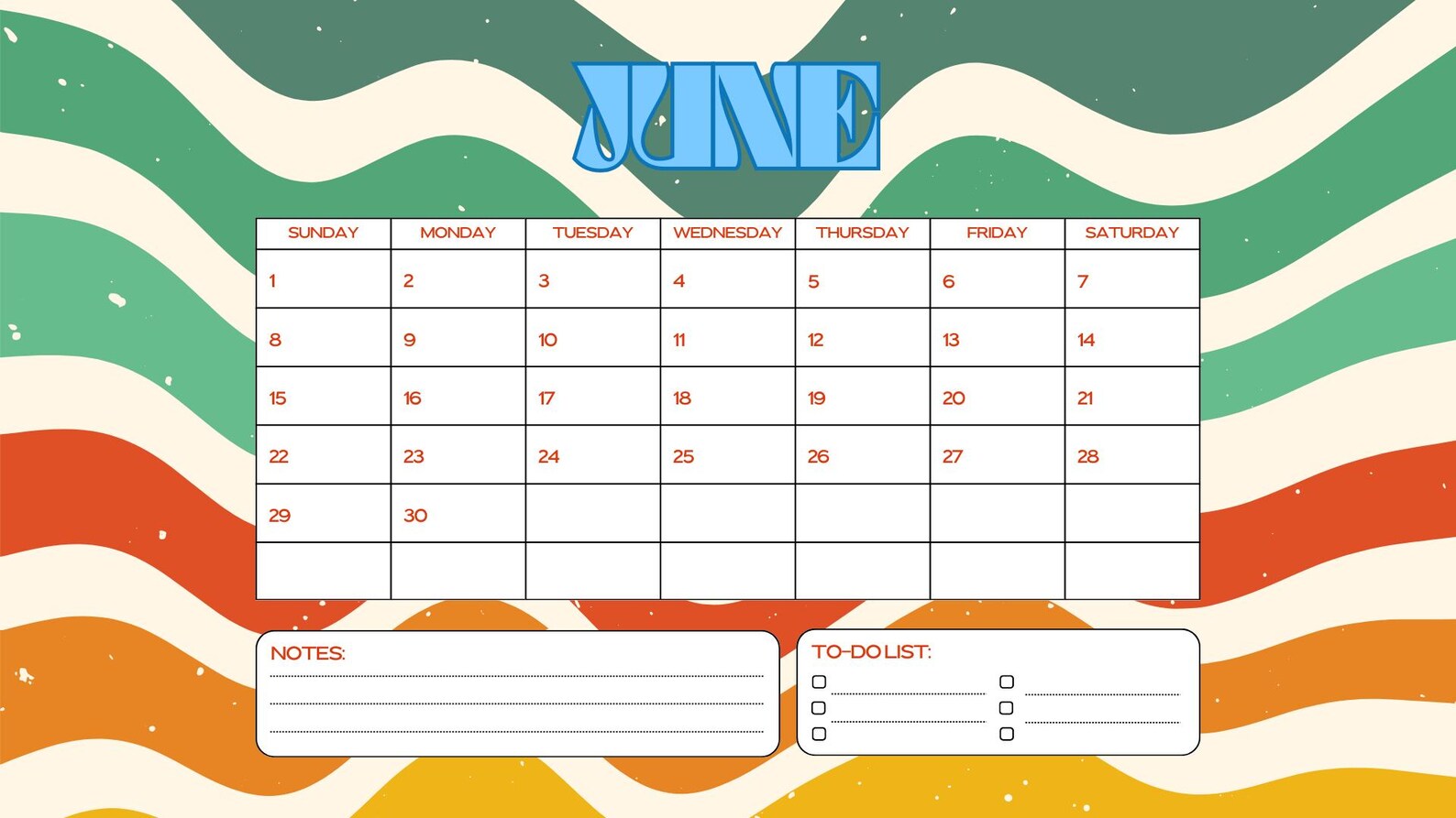 Funky Monthly Calendar Digital File Download for Easy Self-printing - Etsy