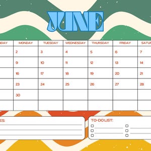 Funky Monthly Calendar Digital File Download for Easy Self-printing - Etsy
