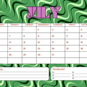 Funky Monthly Calendar Digital File Download for Easy Self-printing - Etsy
