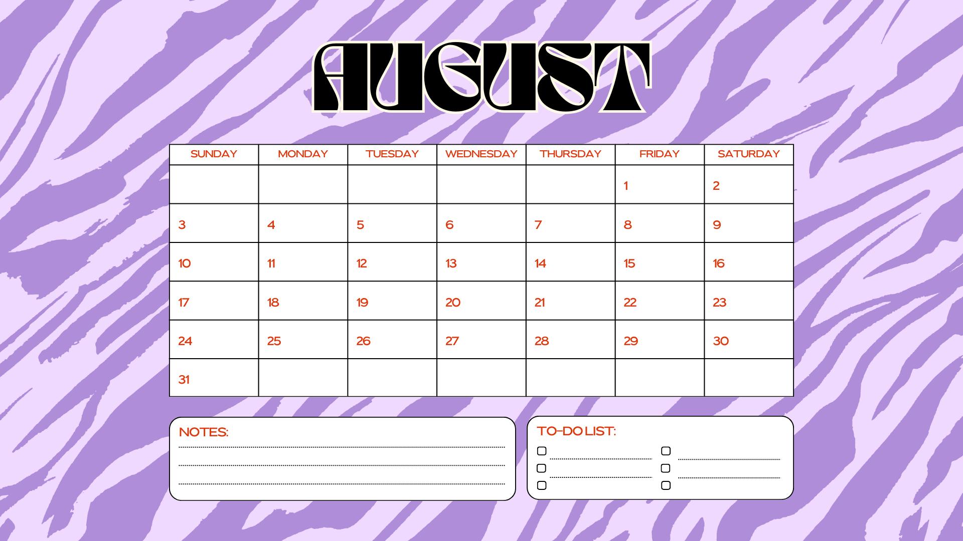 Funky Monthly Calendar Digital File Download for Easy Self-printing - Etsy