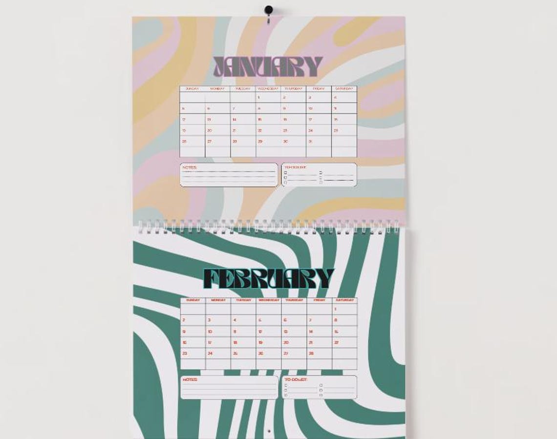 Funky Monthly Calendar Digital File Download for Easy Self-printing - Etsy