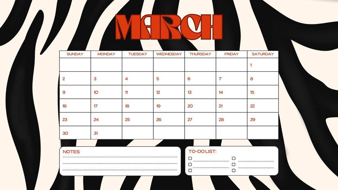 Funky Monthly Calendar Digital File Download for Easy Self-printing - Etsy