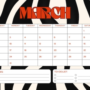 Funky Monthly Calendar Digital File Download for Easy Self-printing - Etsy