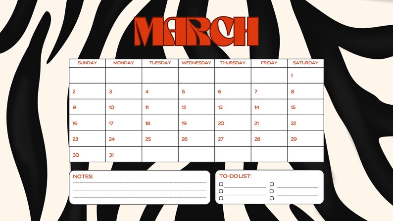 Funky Monthly Calendar Digital File Download for Easy Self-printing - Etsy