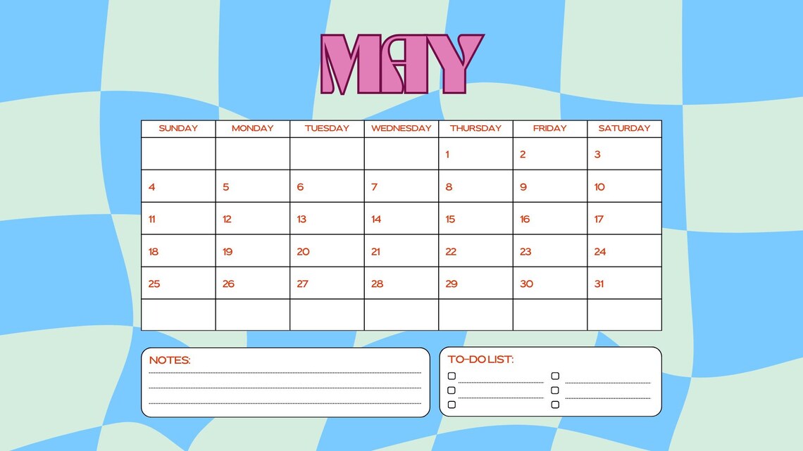 Funky Monthly Calendar Digital File Download for Easy Self-printing - Etsy