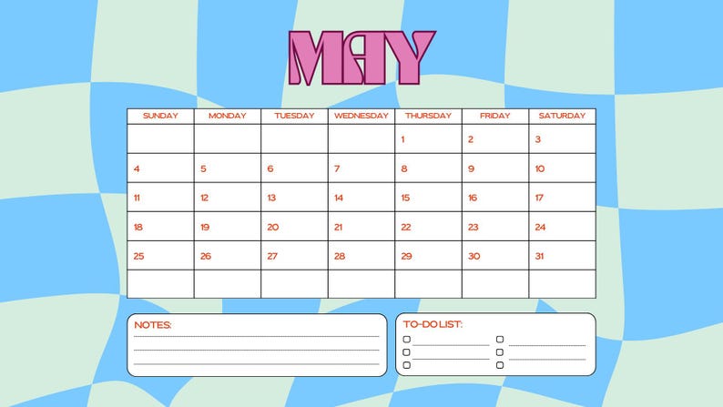 Funky Monthly Calendar Digital File Download for Easy Self-printing - Etsy