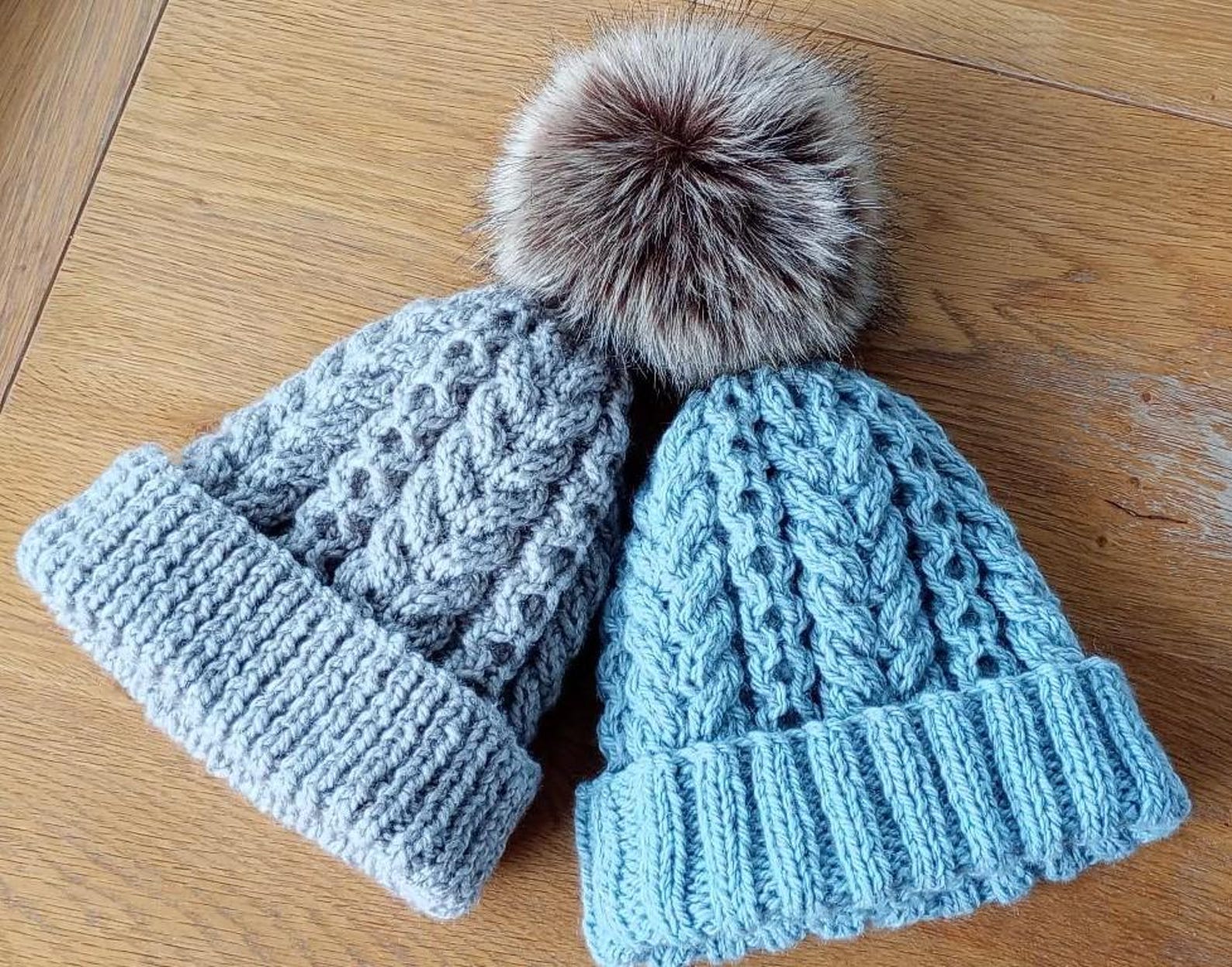 Easy Aran Cabled Hat Knitting Pattern Ladies Mens Chunky Yarn Straight ...