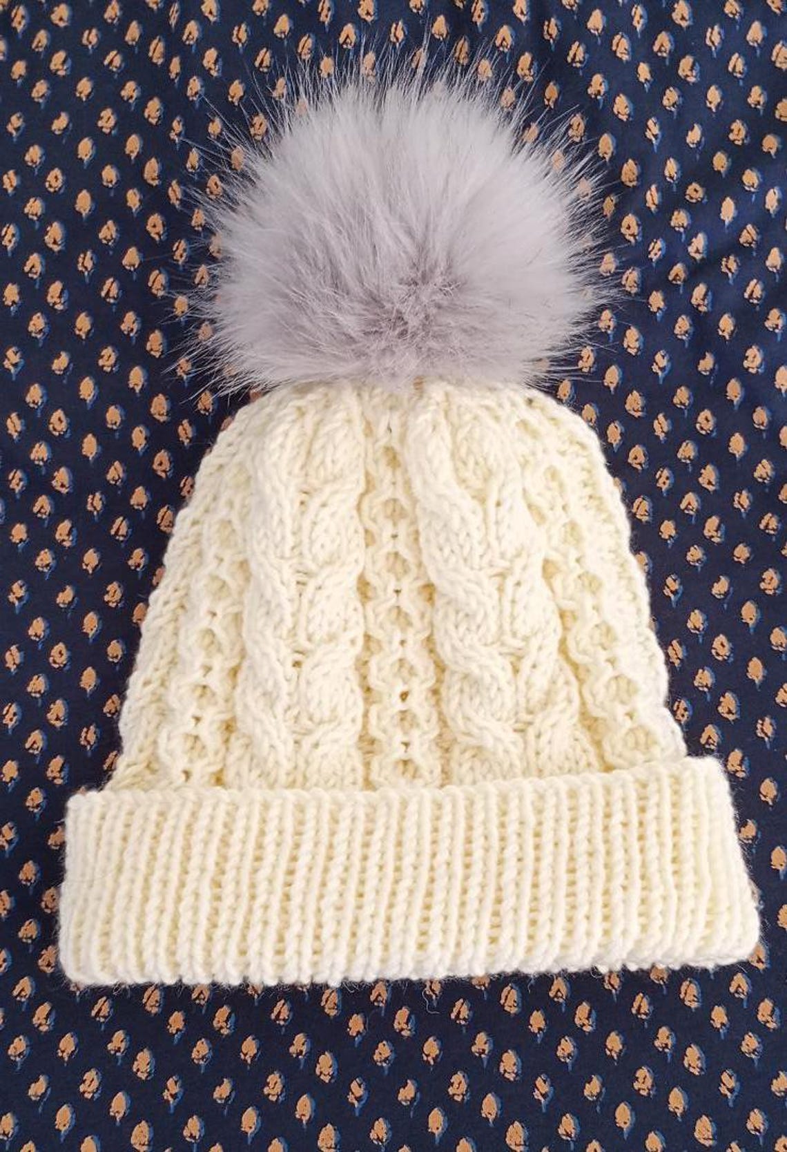 Easy Aran Cabled Hat Knitting Pattern Ladies Mens Chunky Yarn Straight ...