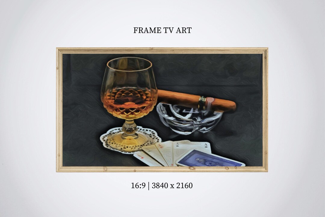 Whiskey and Cigar Frame TV Art Samsung Frame TV Art Bar Cart Frame TV ...