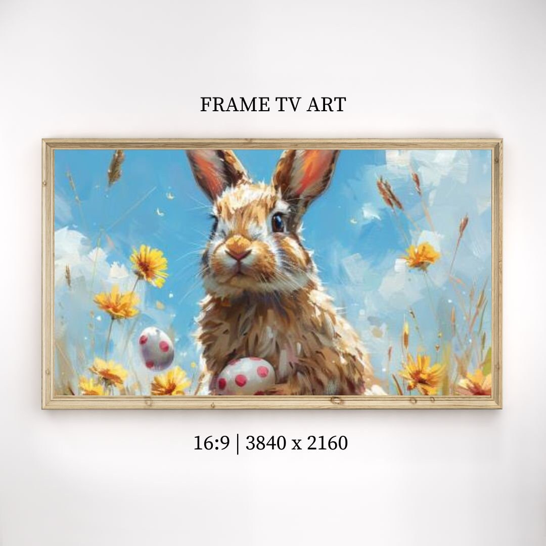 Bunny Frame TV Art Easter TV Frame Art Spring Art Rabbit Easter Art for ...