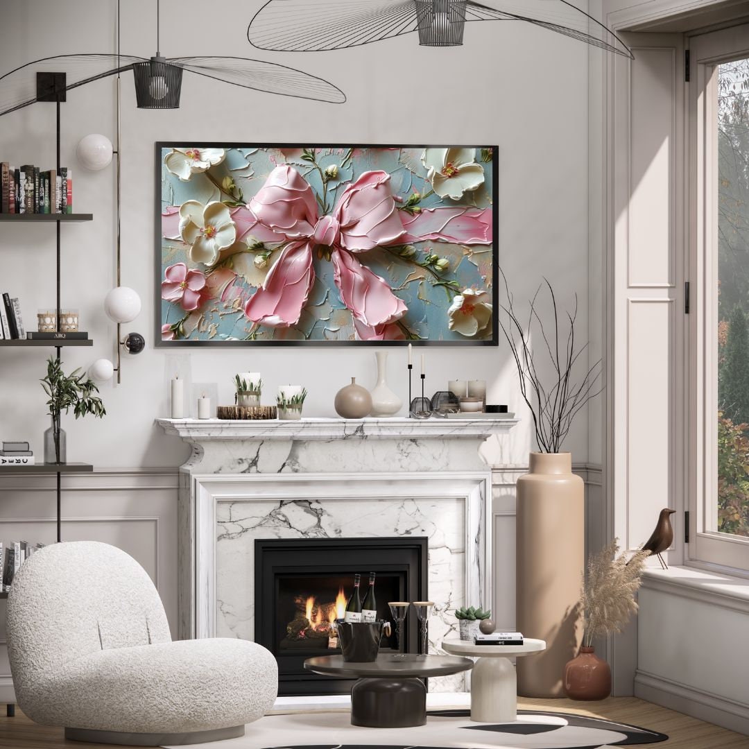 Textured Coquette TV Art Samsung Frame TV Art Girly Coquette Canvas Art ...