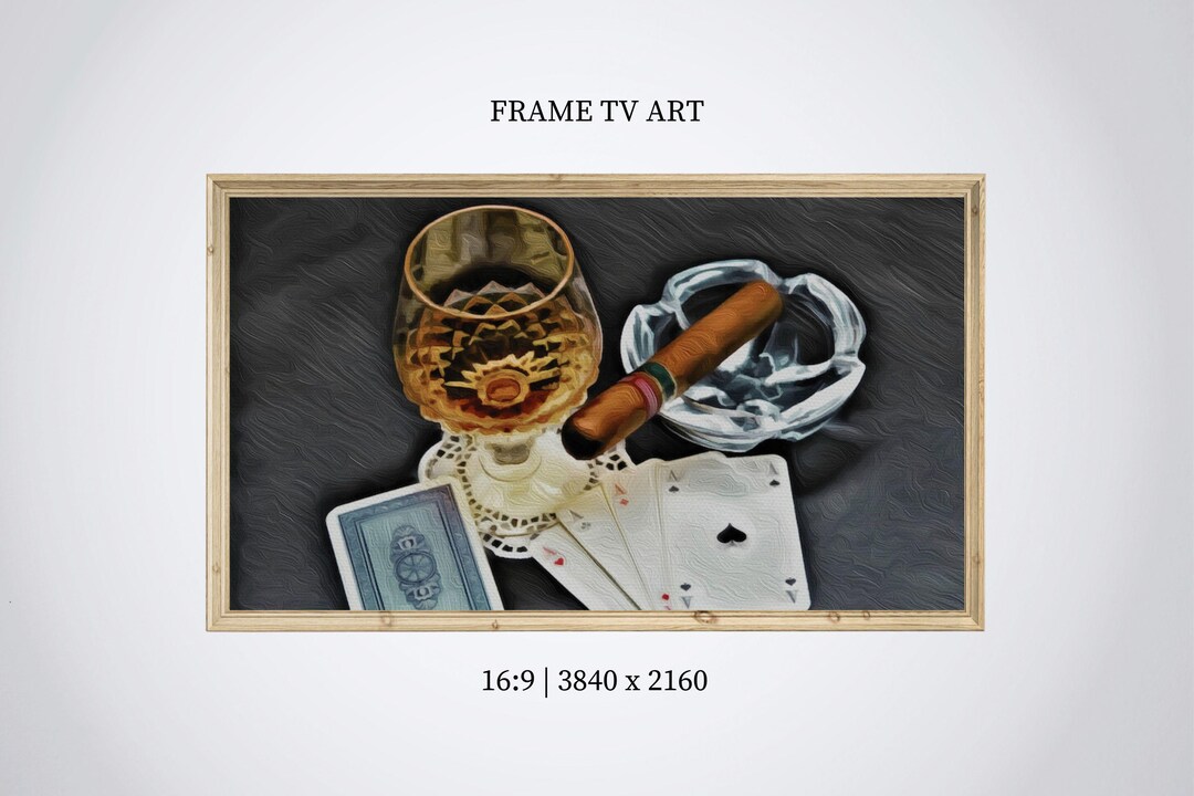 Whiskey and Cigar Frame TV Art Samsung Frame TV Art Bar Cart Frame TV ...