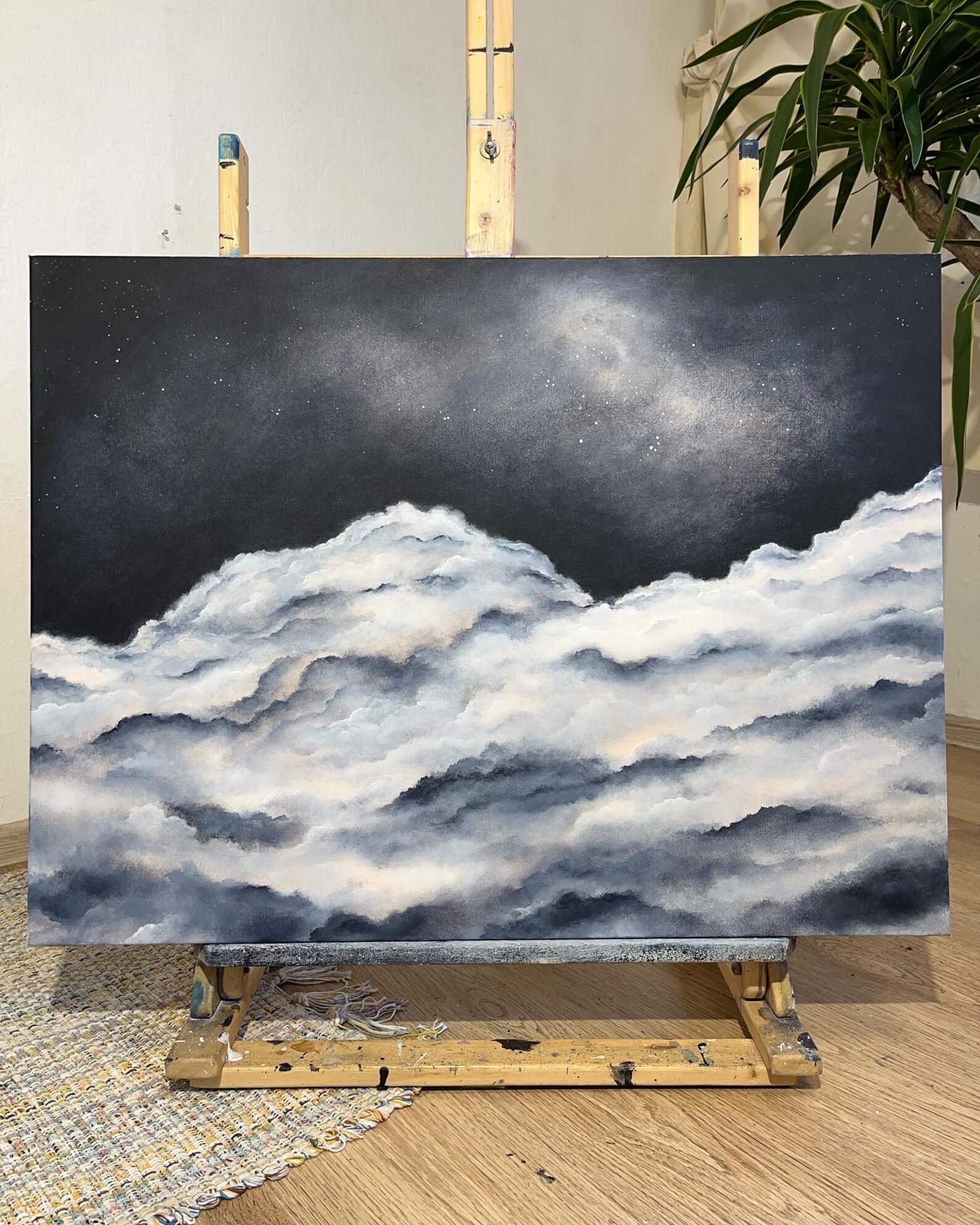 Dark Cloud Painting, Abstract Cloud Painting, Acrylic Abstract Wall Art ...