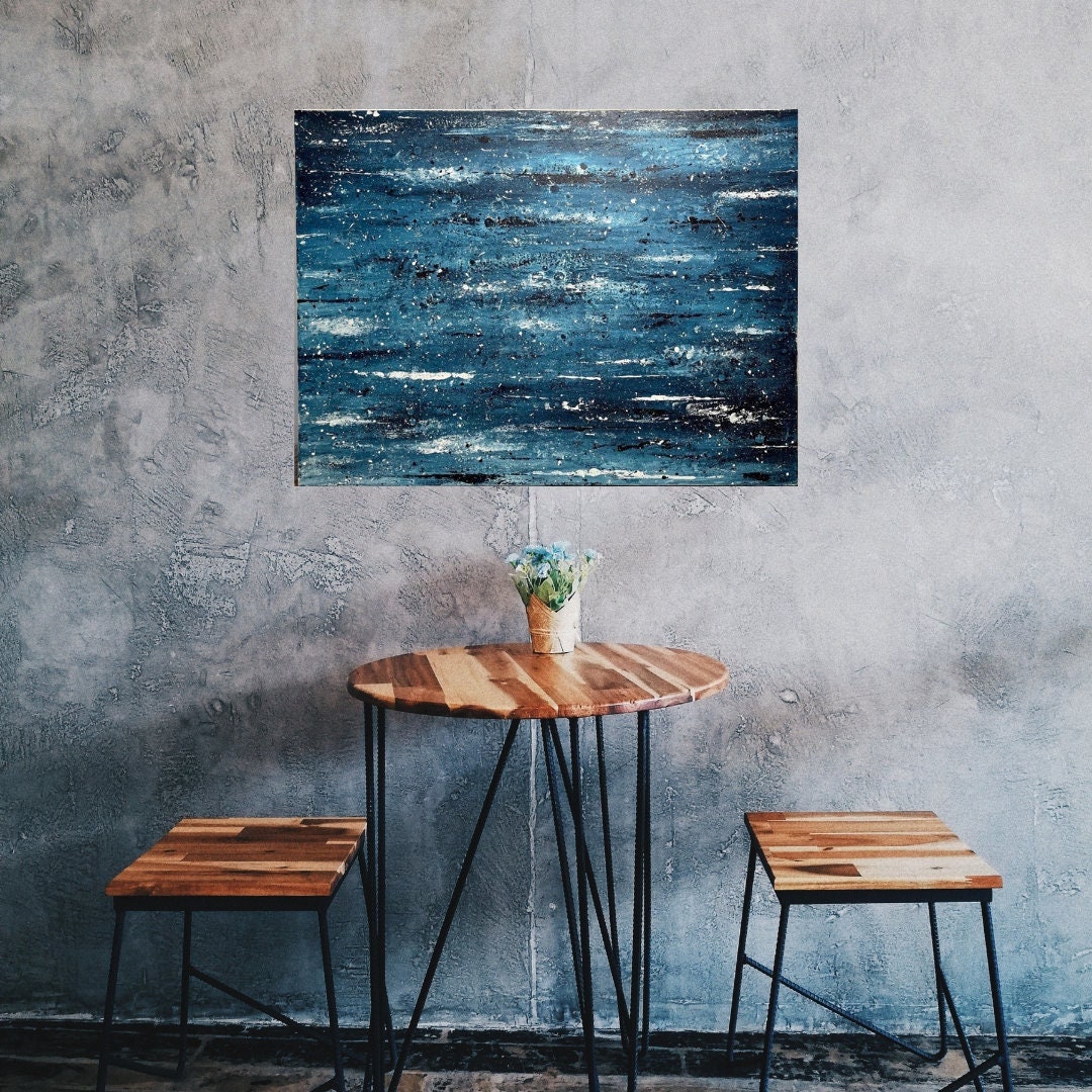 Large Blue Abstract Painting Textured Blue Wall Art Blue - Etsy