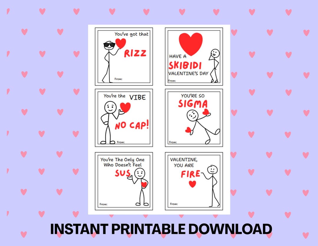 Funny Slang Valentine's Day Cards for Kids - Etsy