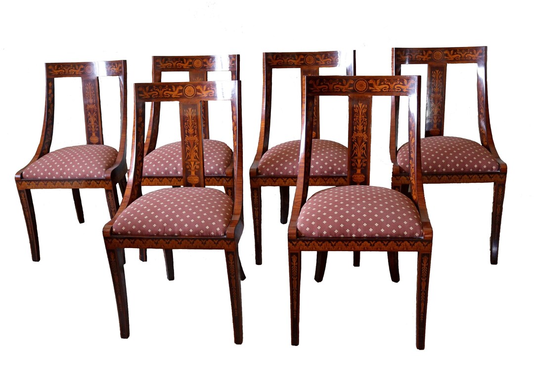 Set of 6 Inlaid Chairs in “maggiolini” Style - Etsy