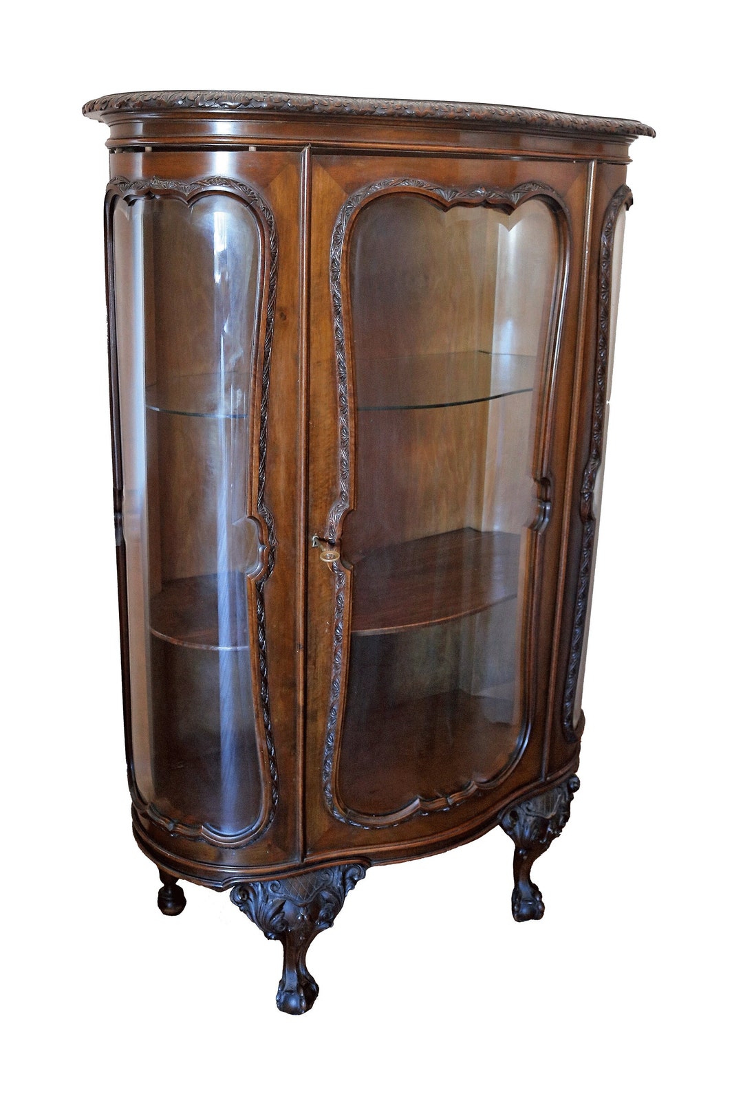 Chippedale Style Walnut Showcase - Etsy