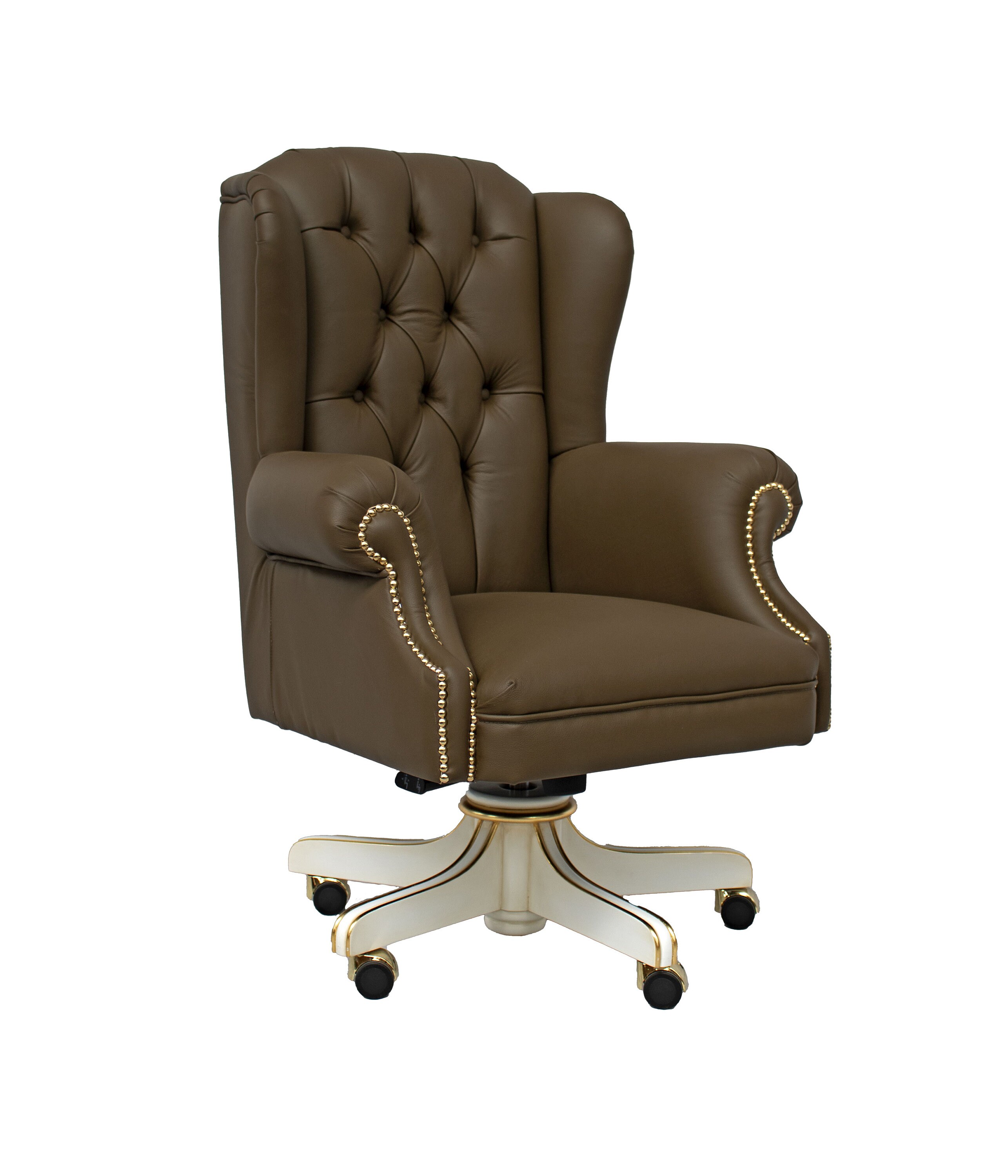 Elegant Swivel Leather Office Armchair - Etsy