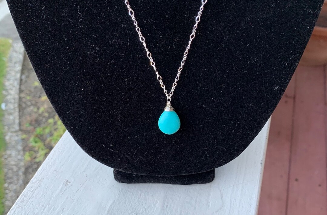 Layering Necklace Turquoise Tear Drop Modest Necklace Magnesite Drop ...