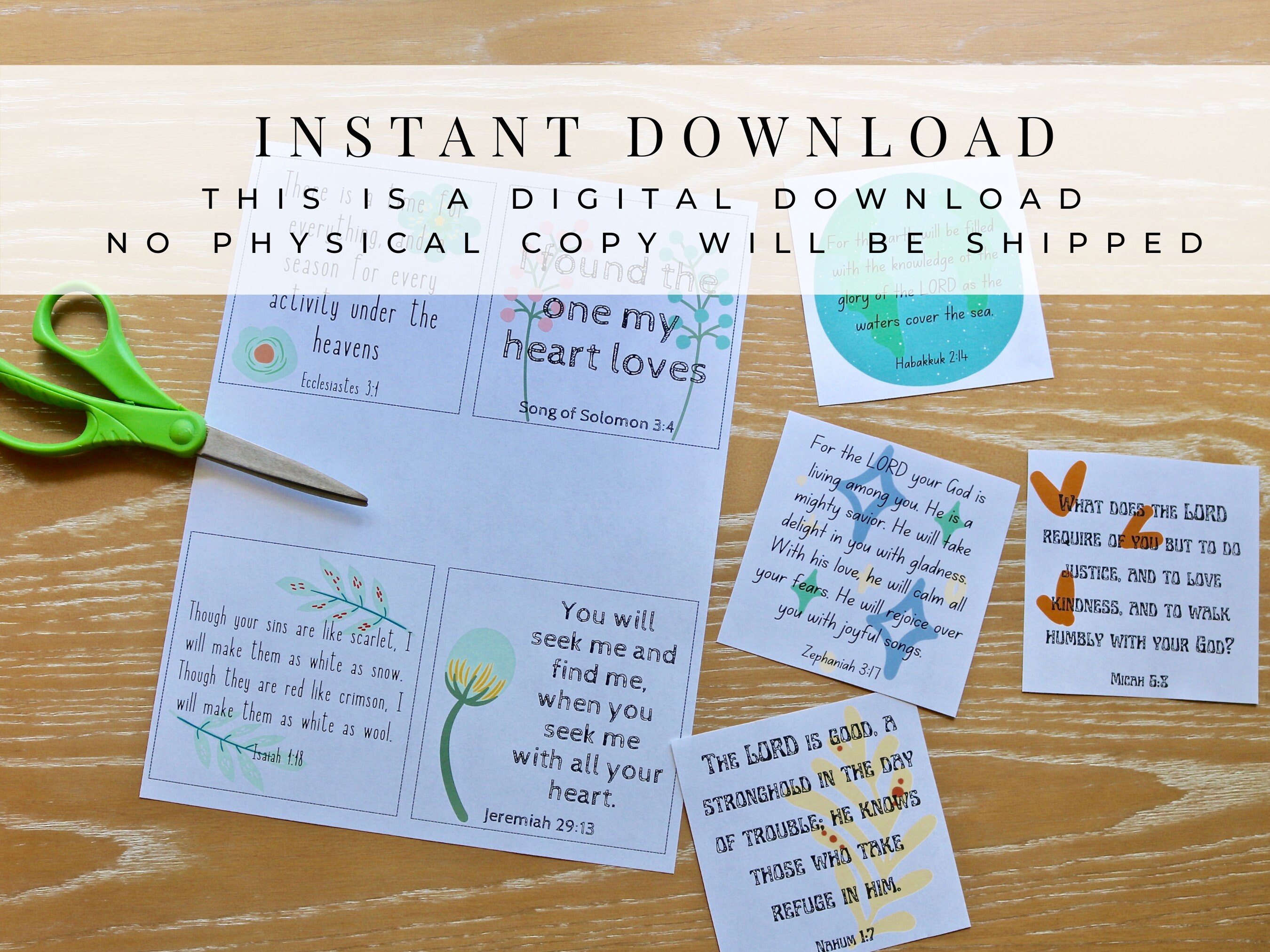 Printable Scripture Cards for Kids, Set of 39, Old Testament, Bible ...
