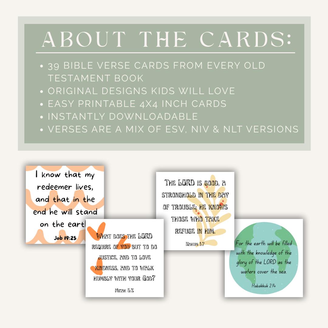 Printable Scripture Cards for Kids, Bible Verse Memory, Christian ...