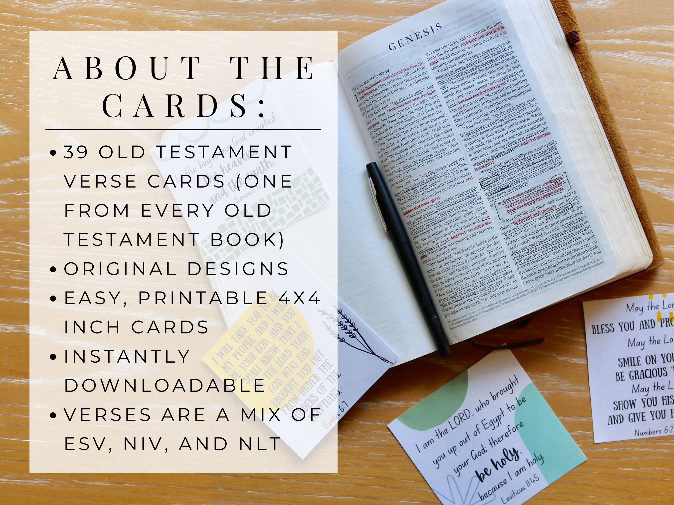 Printable Scripture Cards for Kids, Set of 39, Old Testament, Bible ...