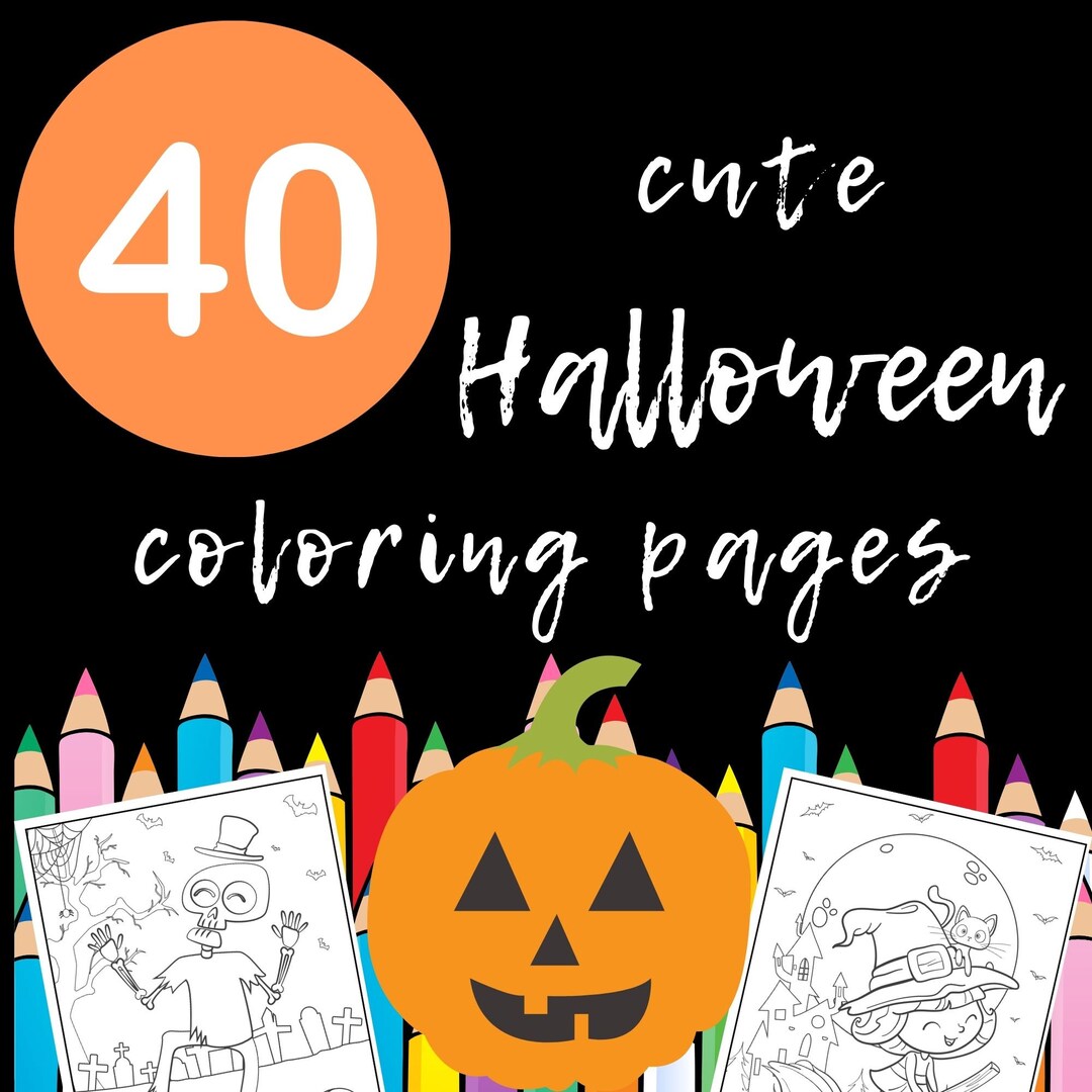 40 Kids Cute Halloween Coloring Pages, Instant Download, Children's ...