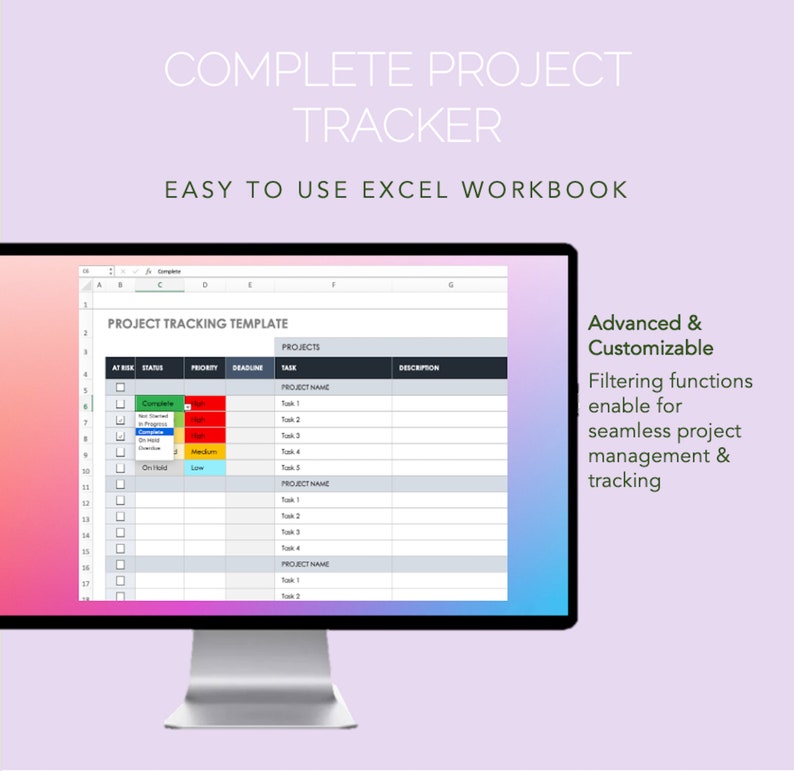Complete Project Tracker Excel Spreadsheet [instant Download] - Etsy